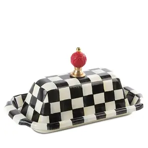MACKENZIE-CHILDS Courtly Check Butter Box - Black/white
