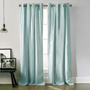 Dkny Chrysanthemum Curtain Panel, 63 X 50 - Aqua