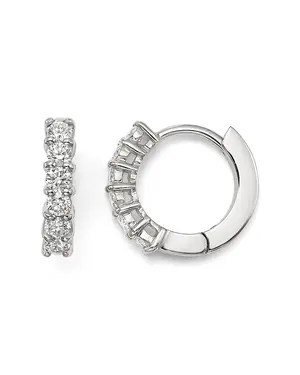 Roberto Coin 18k Yellow Diamond Hoop Earrings - White
