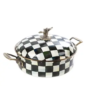 MACKENZIE-CHILDS Courtly Check Enamel 5 Qt. Casserole - Black/white