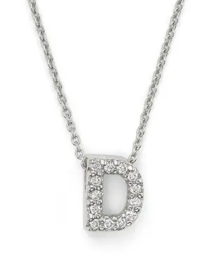 Roberto Coin Roberto Coin 18k White Gold Diamond Initial Pendant Necklace D