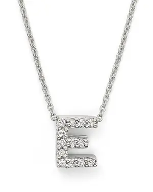 Roberto Coin Roberto Coin 18k White Gold Diamond Initial Pendant Necklace E