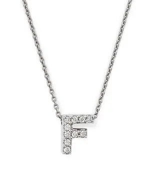 Roberto Coin Roberto Coin 18k White Gold Diamond Initial Pendant Necklace F