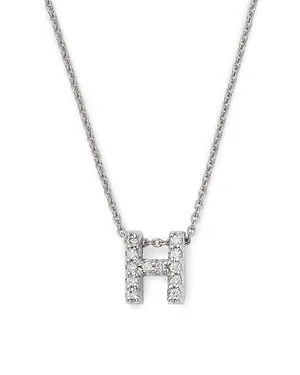 Roberto Coin Roberto Coin 18k White Gold Diamond Initial Pendant Necklace H