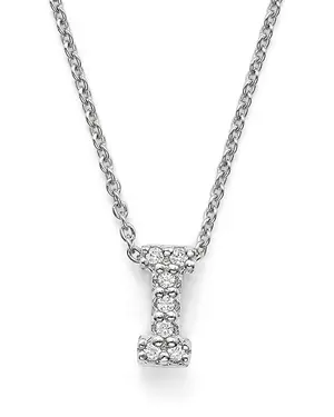 Roberto Coin 18k White Gold Diamond Initial Pendant Necklace - I
