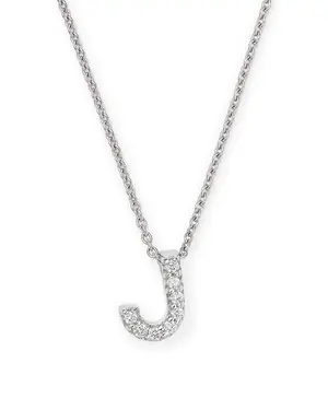 Roberto Coin Roberto Coin 18k White Gold Diamond Initial Pendant Necklace J