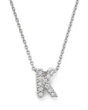 Roberto Coin 18k White Gold Diamond Initial Pendant Necklace - K