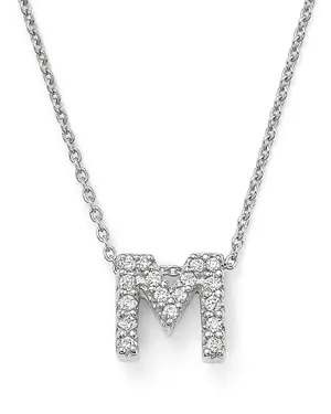 Roberto Coin Roberto Coin 18k White Gold Diamond Initial Pendant Necklace M