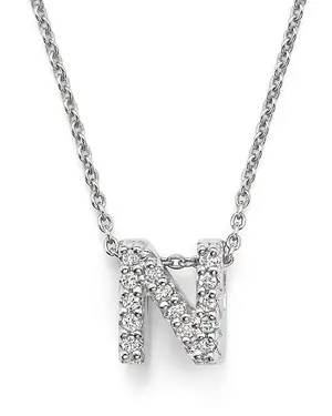 Roberto Coin Roberto Coin 18k White Gold Diamond Initial Pendant Necklace N