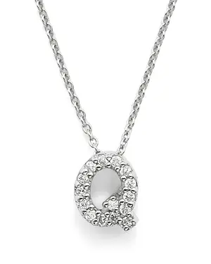 Roberto Coin Roberto Coin 18k White Gold Diamond Initial Pendant Necklace Q