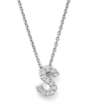 Roberto Coin 18k White Gold Diamond Initial Pendant Necklace - S