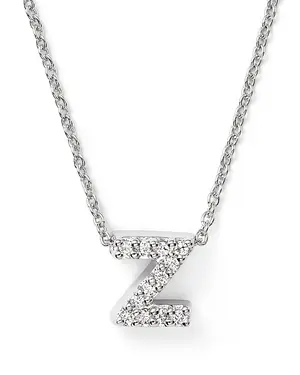 Roberto Coin Roberto Coin 18k White Gold Diamond Initial Pendant Necklace Z