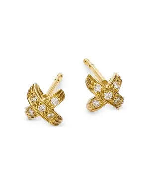 Roberto Coin 18k Pave 'x' Stud Earrings
