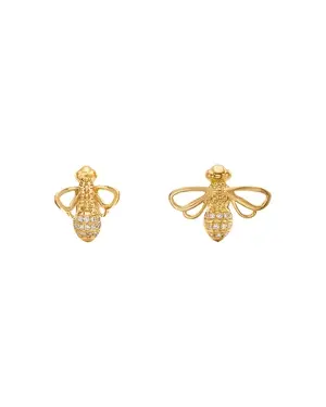 Temple St. Clair 18k Yellow Bee Diamond Stud Earrings