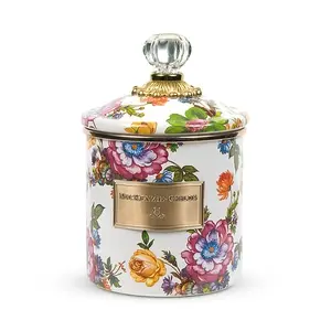 MACKENZIE-CHILDS Flower Market Small Canister, White - No Color