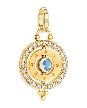 Temple St. Clair 18k Yellow Gold Moonstone & Diamond Pendant - Blue