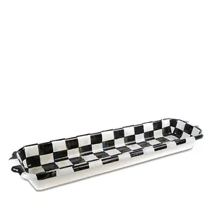 MACKENZIE-CHILDS Courtly Check Enamel Baguette Dish - Black