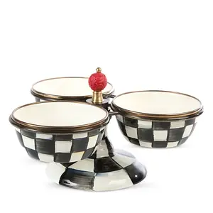 MACKENZIE-CHILDS Courtly Check Enamel Triplicity - Black