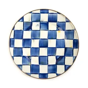 MACKENZIE-CHILDS Royal Check Dinner Plate - Blue/white