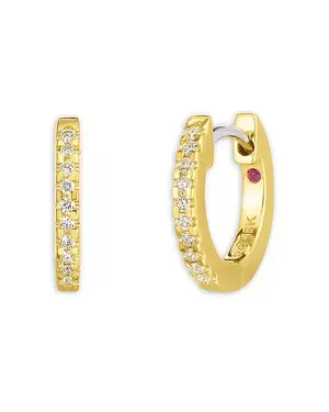 Roberto Coin 18k Yellow Diamond Hoop Earrings - Gold