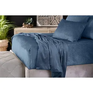 LILI ALESSANDRA Milo Luxe Velvet Throw - Smokey Blue