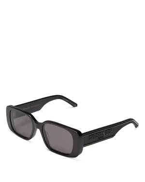 Dior Rectangular Sunglasses, 53mm Black/gray Solid