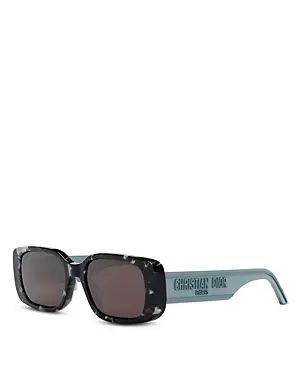 Dior Rectangular Sunglasses, 53mm Blue Havana/brown Solid