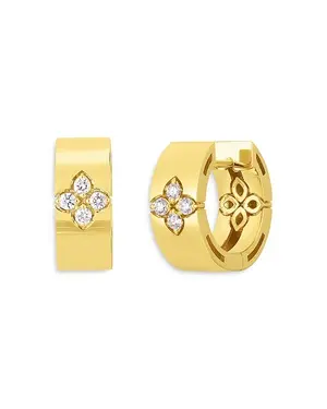 Roberto Coin 18k Yellow Diamond Hoop Earrings - Gold