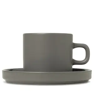 BLOMUS Pilar Coffee Cups With Saucers, Set Of 2 - Pewter