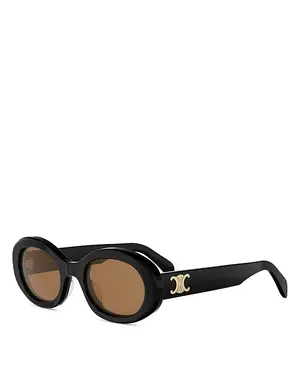 Celine Triomphe Oval Sunglasses - Shiny Black/nicotine
