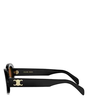Celine Triomphe Oval Sunglasses - Shiny Black/nicotine