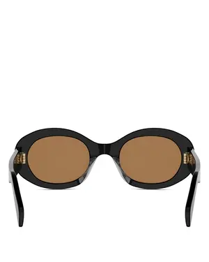 Celine Triomphe Oval Sunglasses - Shiny Black/nicotine