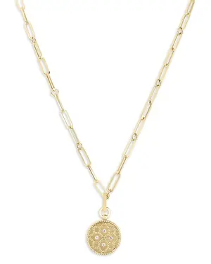 ROBERTO COIN Roberto Coin 18k Yellow Gold Venetian Princess Diamond Floral Disc Pendant Necklace