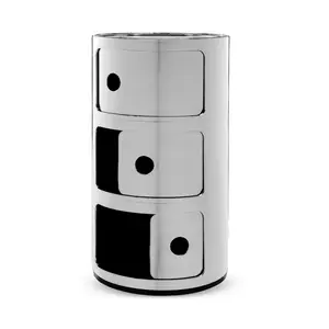 KARTELL Componibili Metal 3 Tier Storage Tower - Chrome