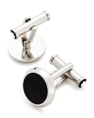 Mont Blanc Meisterstuck Onyx Inlay Round Cufflinks - Gray