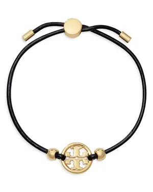 Tory Burch Miller Logo Charm Slider Bracelet - Black/gold