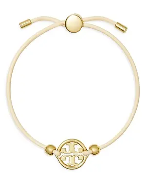 Tory Burch Miller Logo Charm Slider Bracelet - Ivory/gold