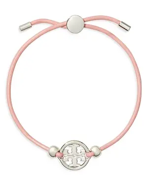 Tory Burch Miller Logo Charm Slider Bracelet Pink/silver