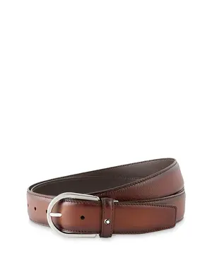 Montblanc Horseshoe Shiny & Matte Stainless Steel Pin Buckle Belt - Brown