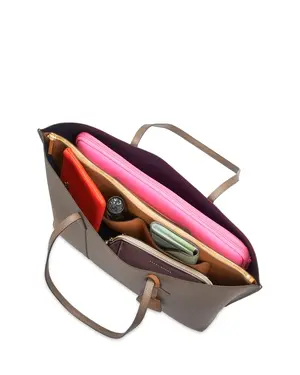 Tory Burch Perry Medium Leather Tote - Clam Shell/brass