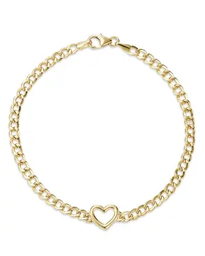 Bloomingdale'S Open Heart Curb Link Chain Bracelet - Gold