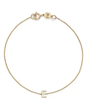 MOON & MEADOW Moon & Meadow 14K Yellow Gold Initial Chain Bracelet E