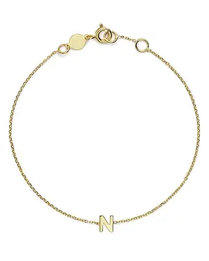 MOON & MEADOW Moon & Meadow 14K Yellow Gold Initial Chain Bracelet N