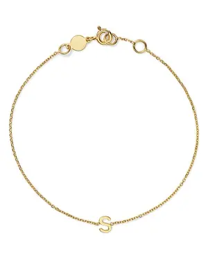 MOON & MEADOW Moon & Meadow 14K Yellow Gold Initial Chain Bracelet S