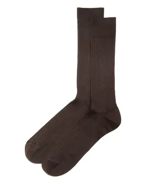 Bloomingdale'S Ribbed Cotton Blend Socks Exclusive - Brown