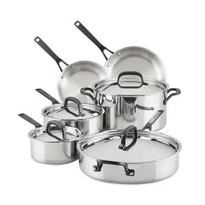 KITCHENAID 5-ply Clad Stainless Steel 10-piece Cookware Set - Silver