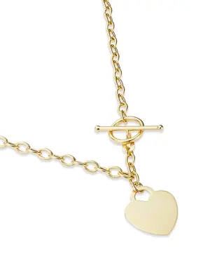 Bloomingdale'S 14k Yellow Polished Heart Toggle Necklace