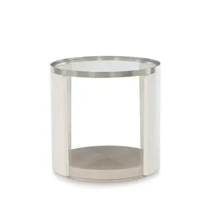 BERNHARDT Axiom Round Chairside Table - Nickel/white