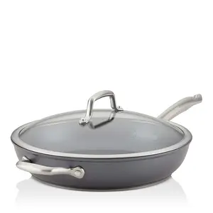 ANOLON Accolade Hard-anodized Nonstick Deep 12 Frying Pan With Lid And Helper Handle, Moonstone - Gray