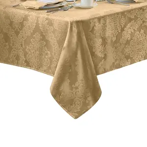VILLEROY & BOCH Elrene Barcelona Jacquard Damask Oblong Tablecloth, 144 X 60 - Gold